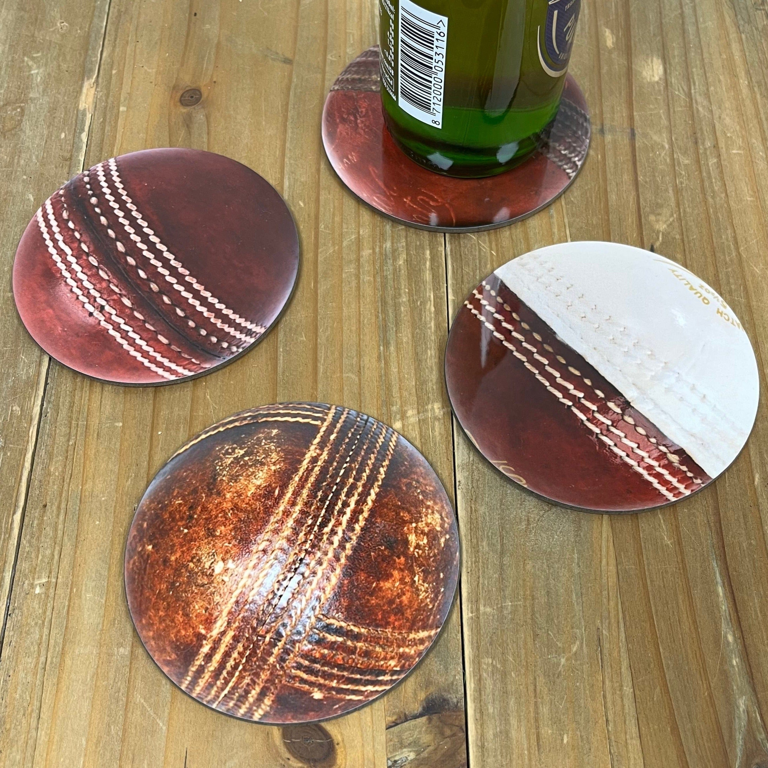 Cricket Gift Set of 4 Coasters of Vintage Cricket Balls for Cricketer ...